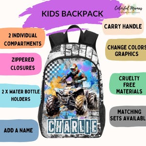 Boys Backpack for Dirt Bike Kids, Personalized ATV Backpack and ...