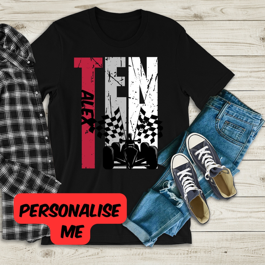 Personalised Motorsports 10th Birthday Shirt for Boys - Customized ...