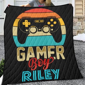 Personalized Gamer Boy Quilt Set With Name On, Customized Gaming Quilt ...