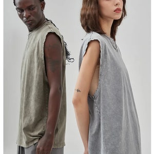 Oversized Men's Acid Wash Tank Tops, Distressed Tank Tops for Men ...