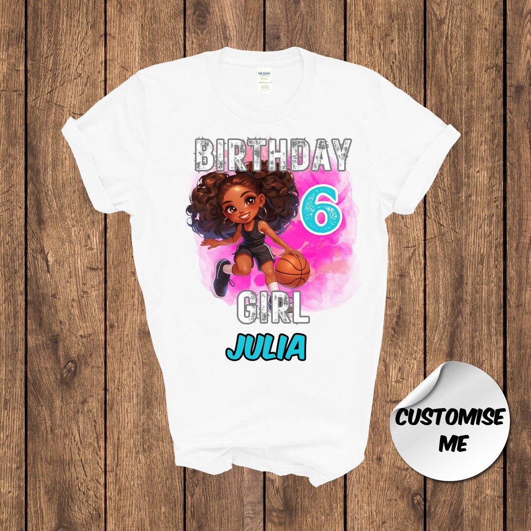 Young Black Girls Basketball Birthday Shirt, Customized 5 Today ...