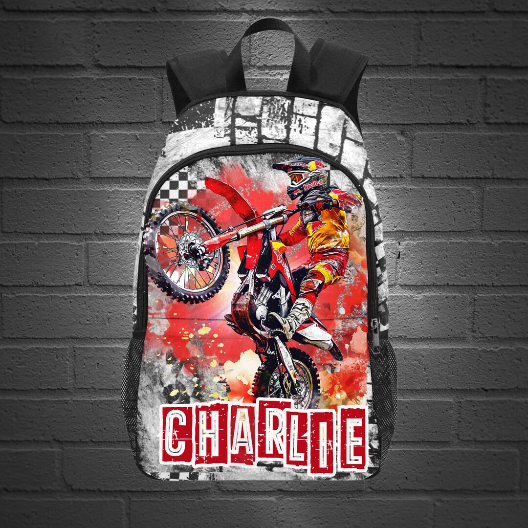 Red Motocross Backpacks for Kids, Boys Custom Dirt Bike Backpacks ...