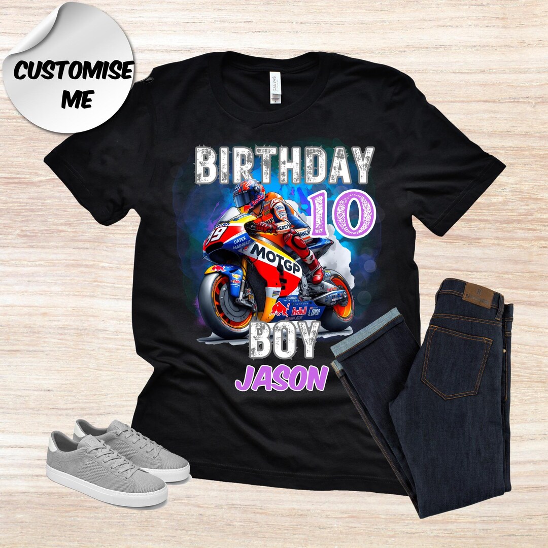 Moto GP 10th Birthday Shirt for Boys, Motorcycle Shirts for Birthday ...