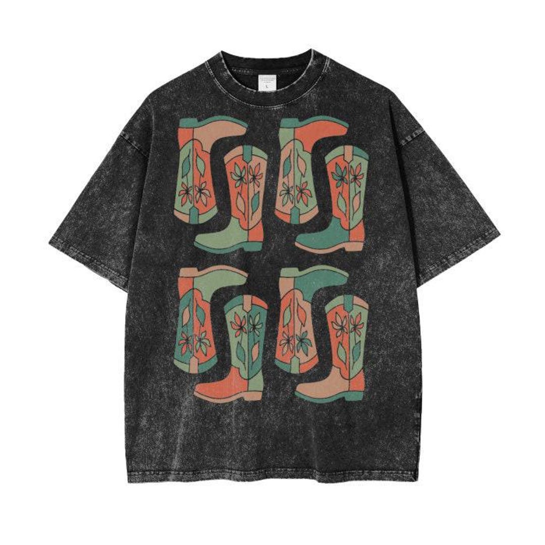 Oversized Cowboy Boots Shirt for Women, Tshirt Oversize for Country ...