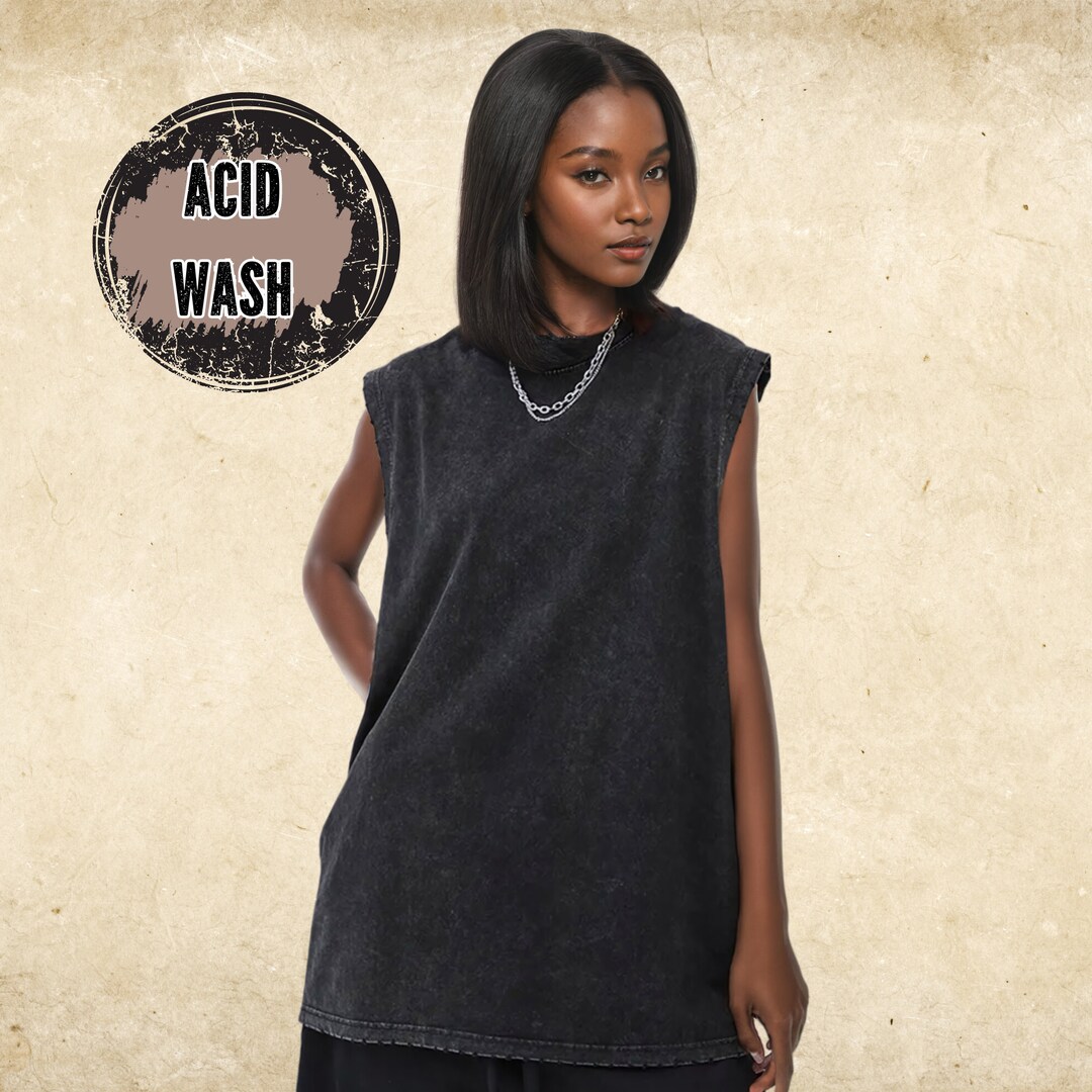 Oversized Acid Wash Tank Tops, Distressed Tanktops for Women and Men ...