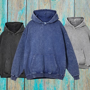 Blue Acid Wash Oversized Hoodies for Men and Women, Navy Oversize ...