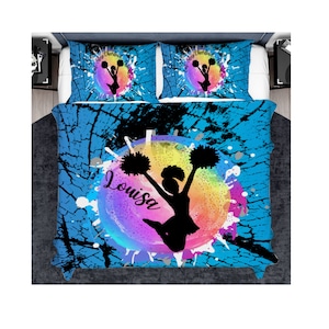 Personalized Girls Cheerleading Duvet Set, Customized Bedding Set for ...