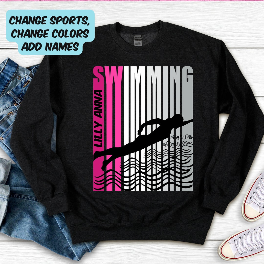 Personalized Swimming Sweatshirt for Birthday Girls, Girls Customized ...