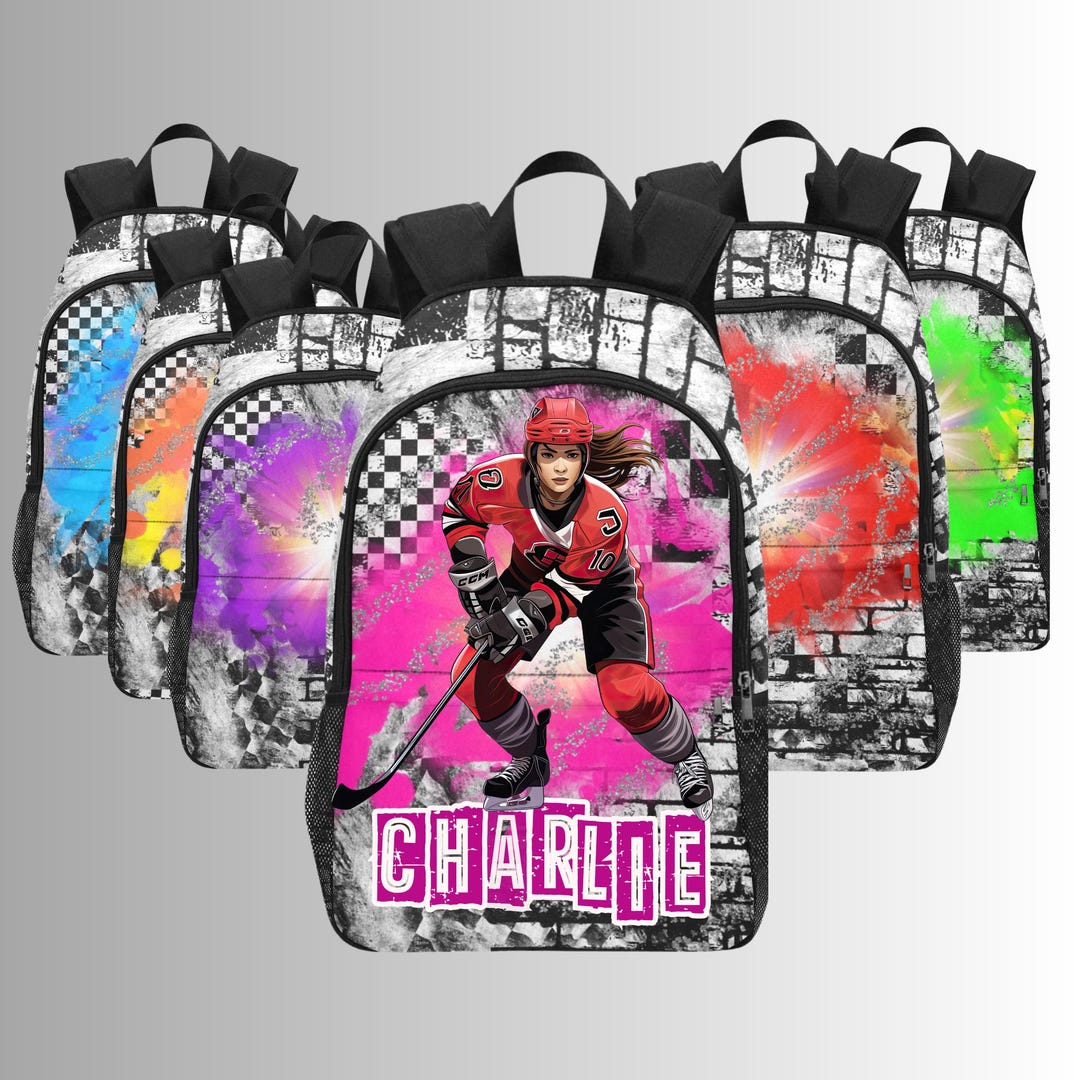 Custom Girls Ice Hockey Backpack, Personalized Hockey Backpacks for ...
