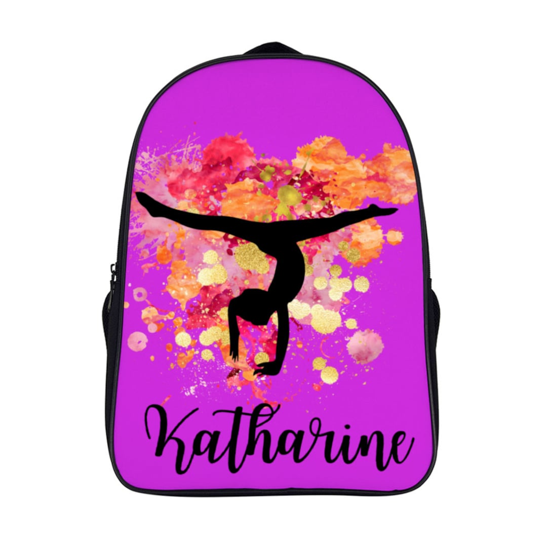Purple Gymnastics Personalized Backpack for High School Laptop Bag for ...