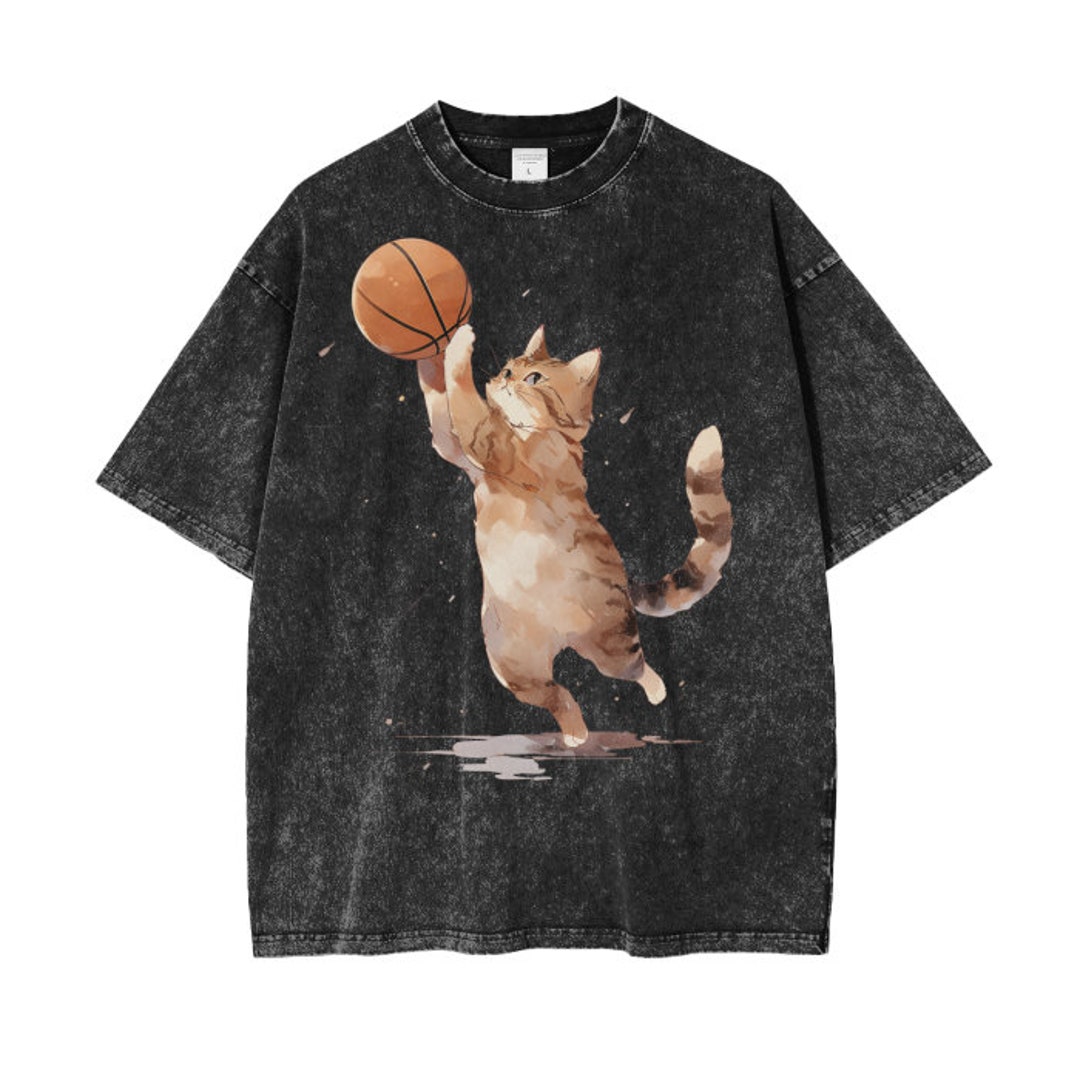 Oversized Cat Playing Basketball Shirt for Men and Women, Tshirt ...