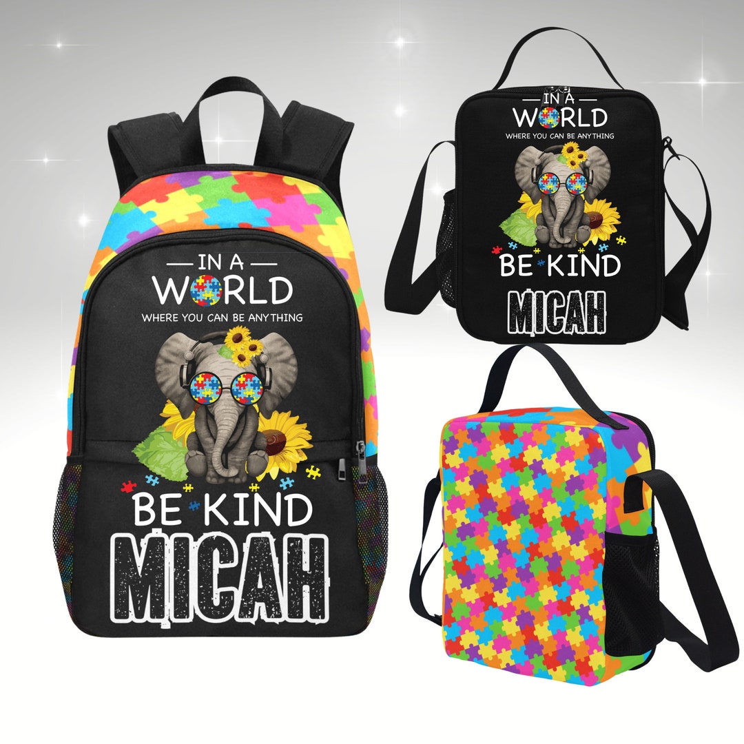 In A World Where You Can Be Anything Be Kind Autism Backpack Elephant ...