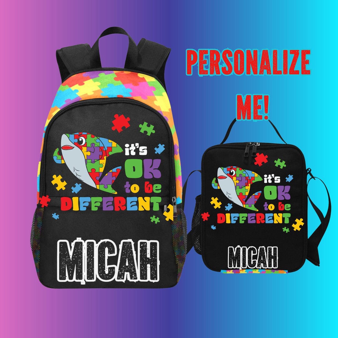 It's Ok to Be Different Backpack for Autism Kids, Shark Autism Backpack ...