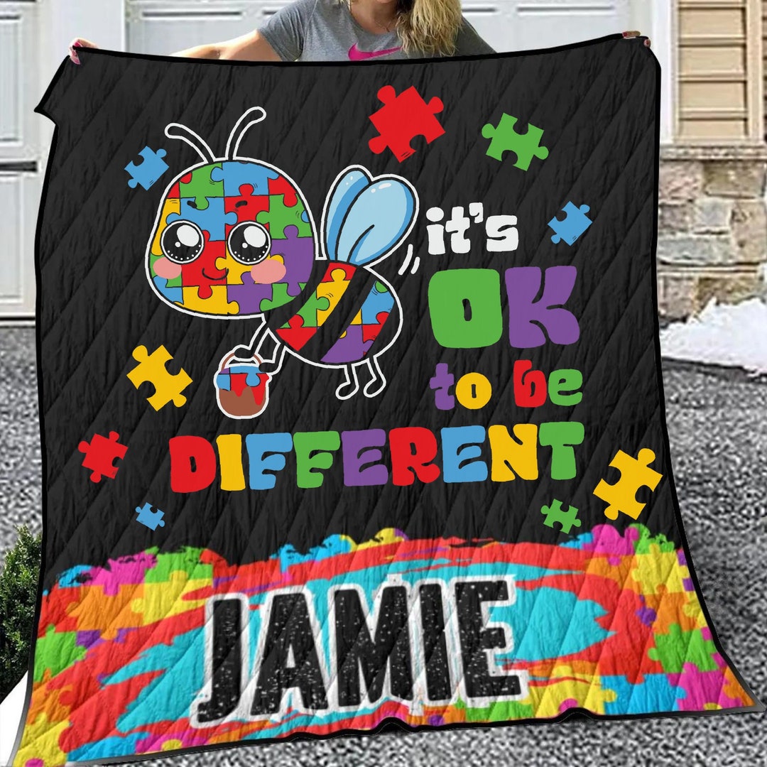 Customized Bee Autism Quilt Set, Custom Bedding for Autistic Kids Who ...