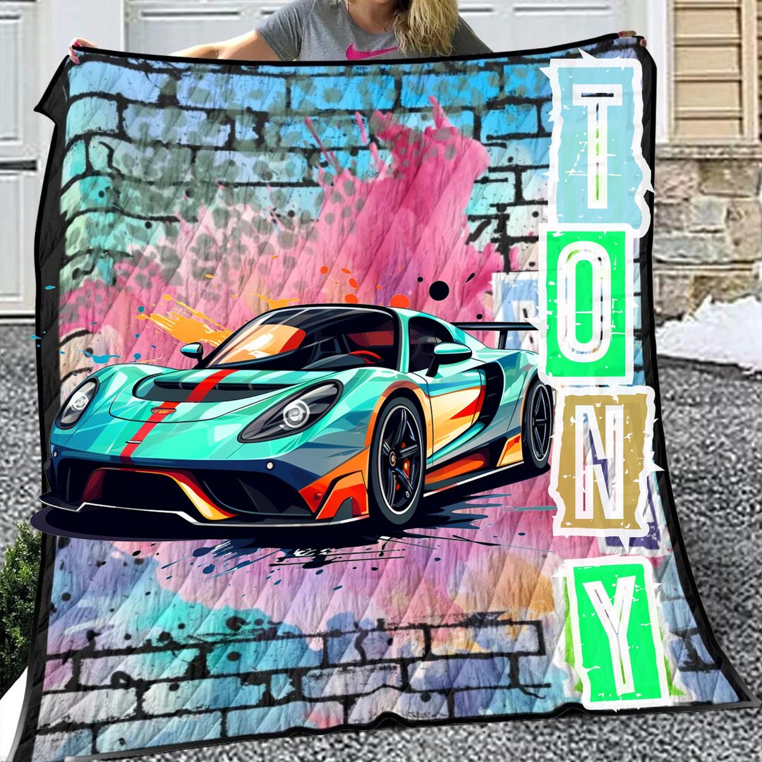 Super Car Quilts for Boys With Name On, Customized Quilts for Racing ...