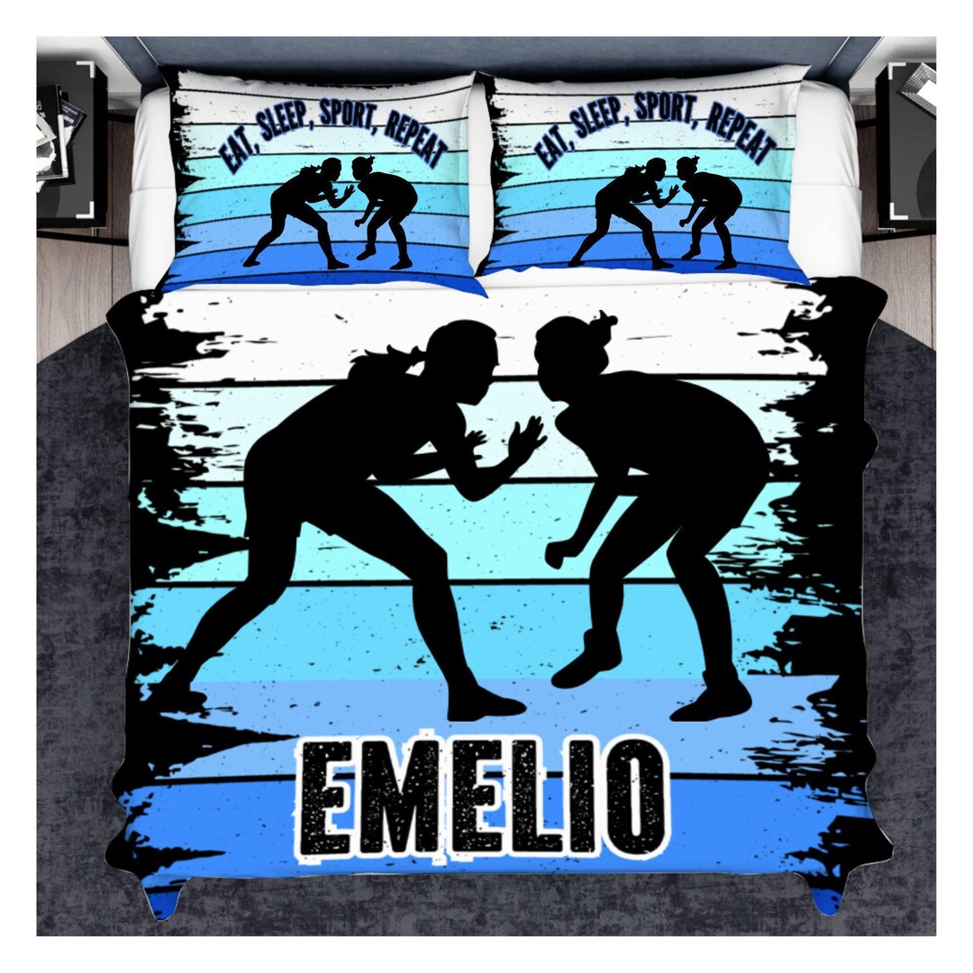 Girls Personalized Wrestling Bedding Set, Custom Duvet and Pillow Set ...