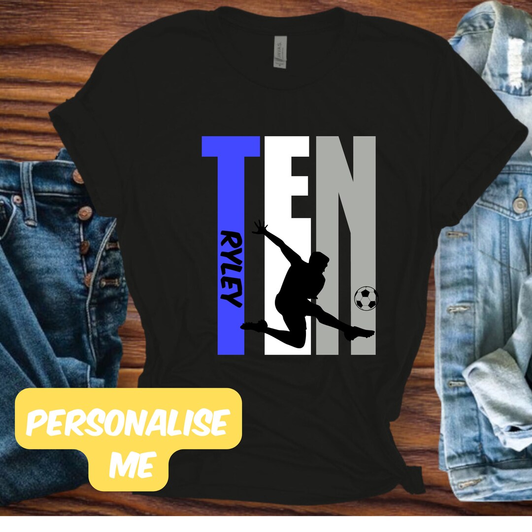 Boys Personalized 10th Soccer Birthday Shirt - Boys 10th Birthday ...