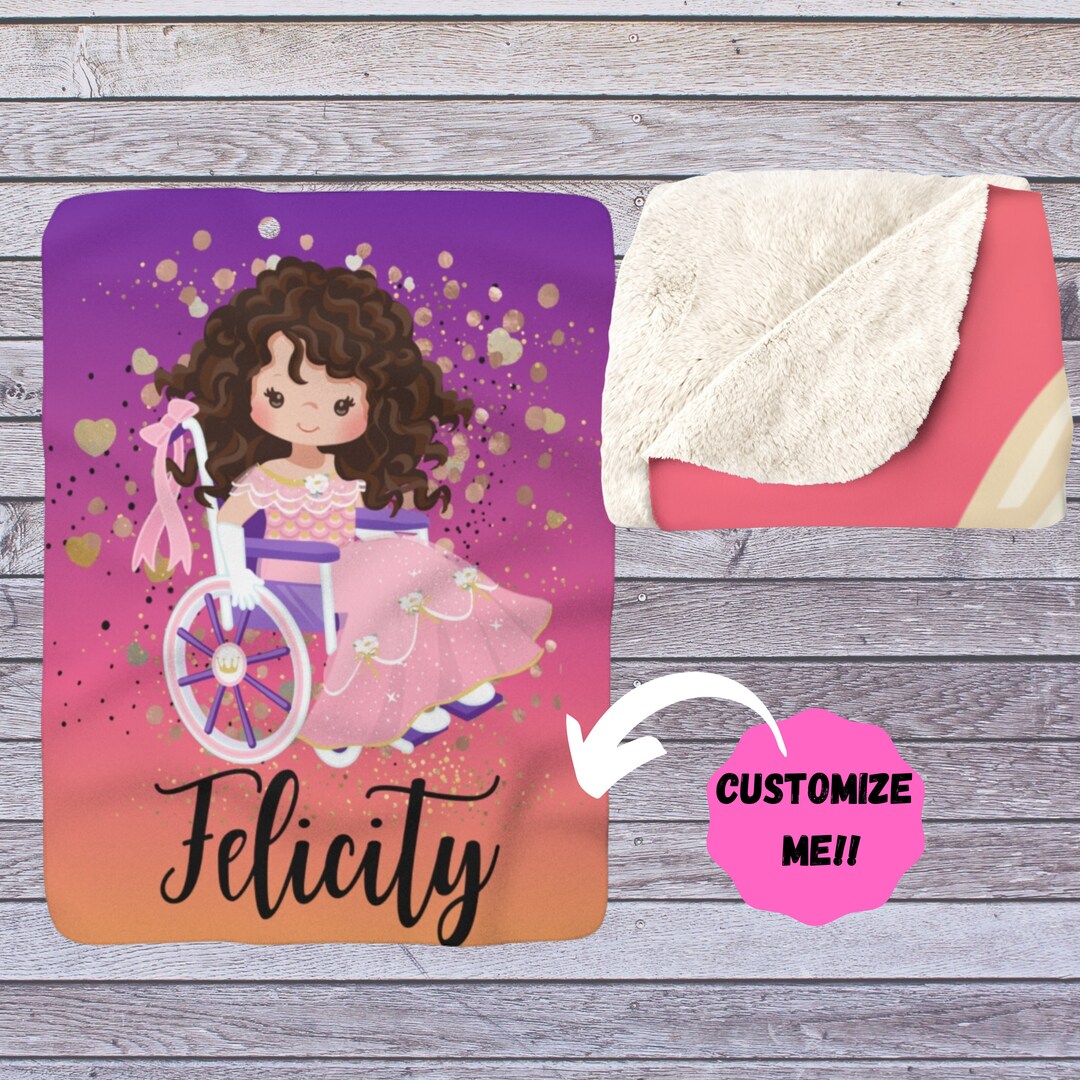 Princess in Wheelchair Blanket - Cool Gift for Disabled Girl - Bedding ...
