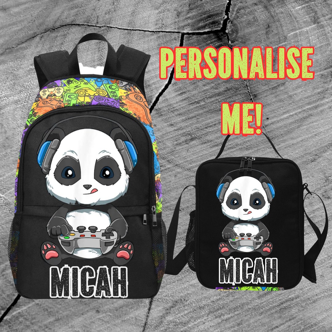 Personalized Panda Gamer Backpack for Boys, Funny Gaming Bag for School ...
