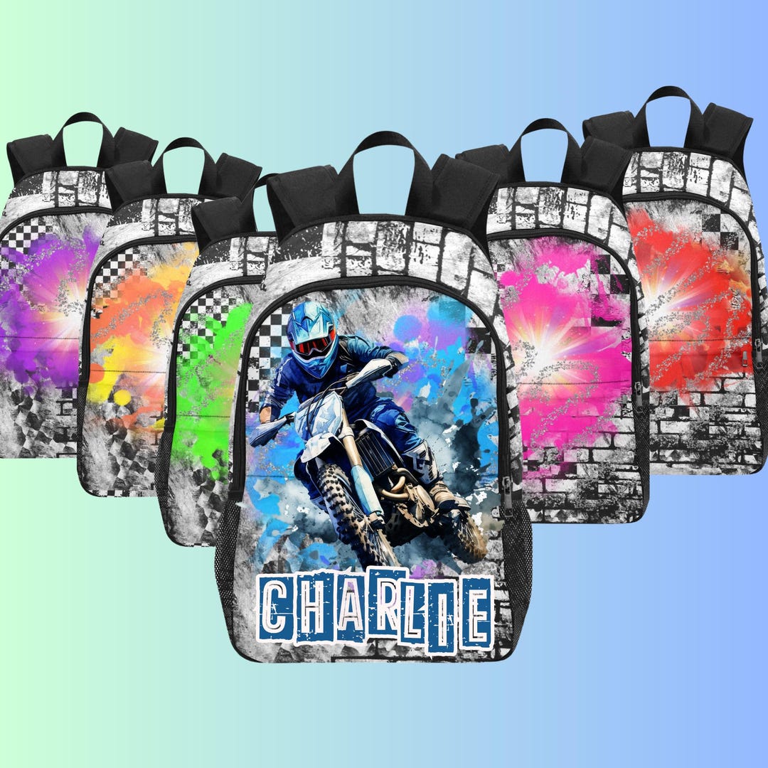 Custom Dirt Biker Backpacks for Kids, Dirt Biker Boys Bags for School ...