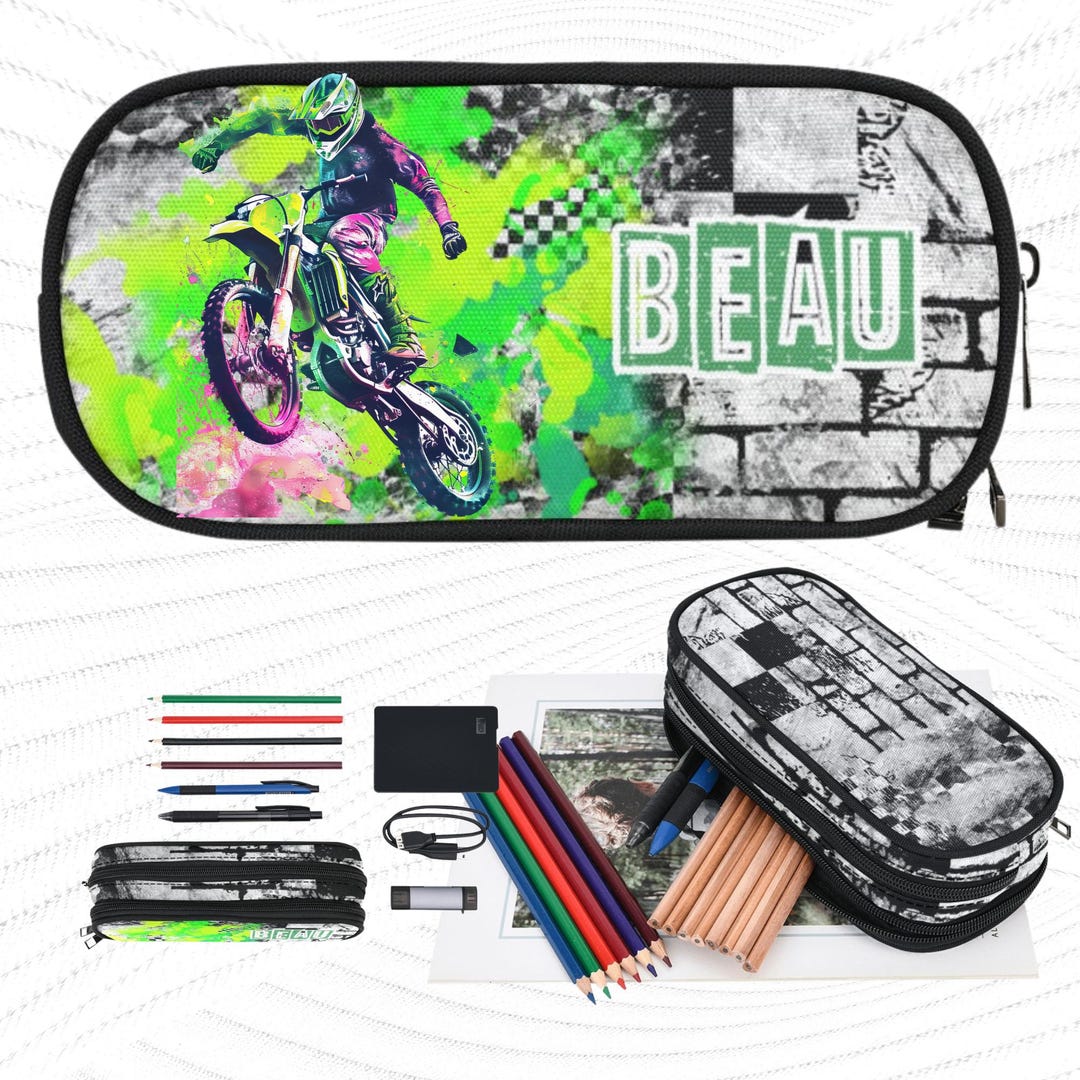Customized Dirt Bike Pencil Case for Boys, Dirt Biker Stationary for ...