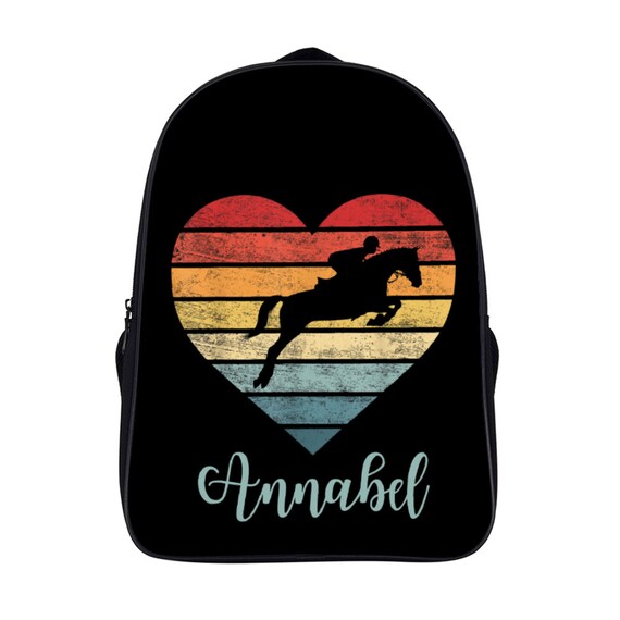 Custom Retro Horse Backpack for Girls Sunset Graohics Book - Etsy