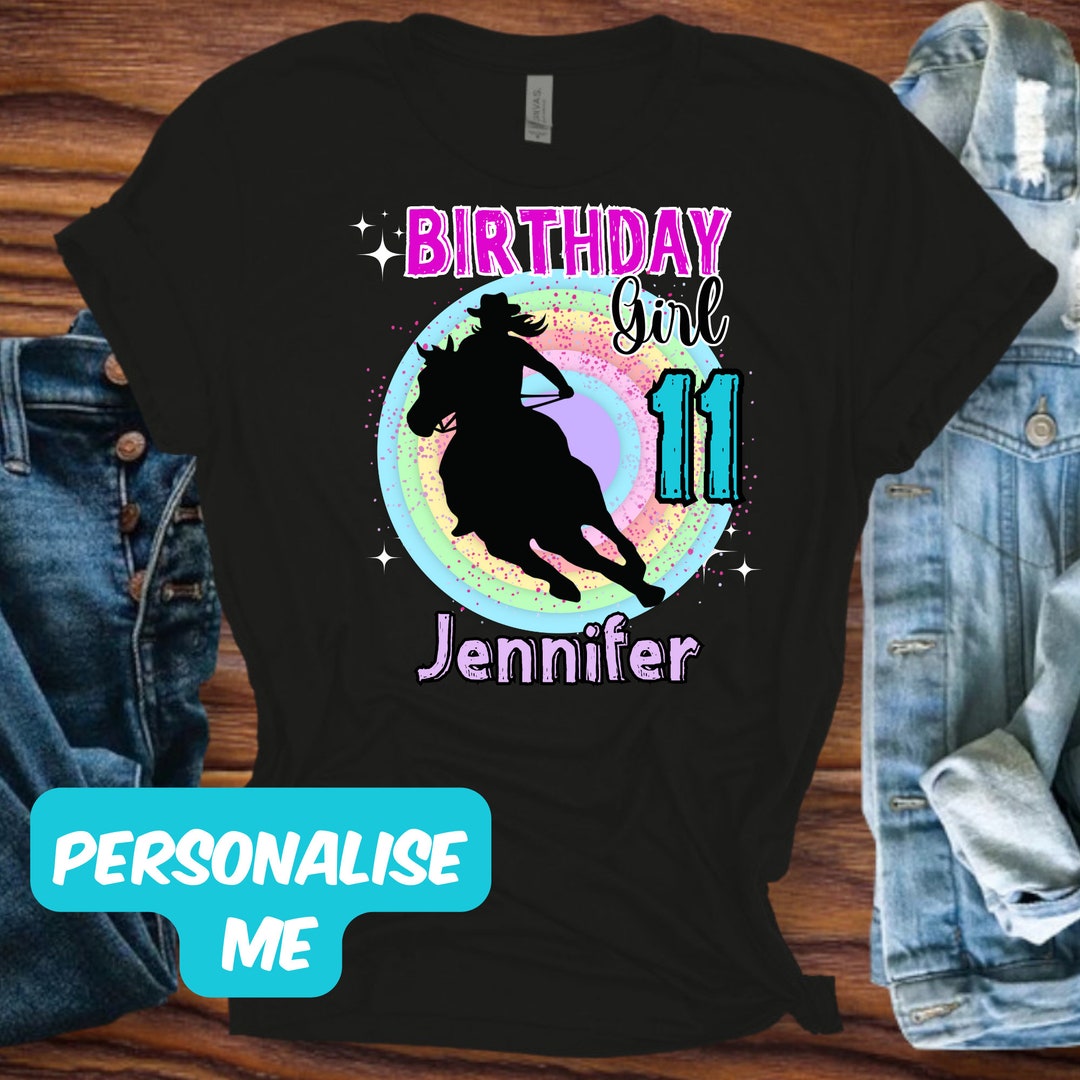 Girls Personalized 11th Barrel Racing Birthday Shirt, Customized Shirt ...