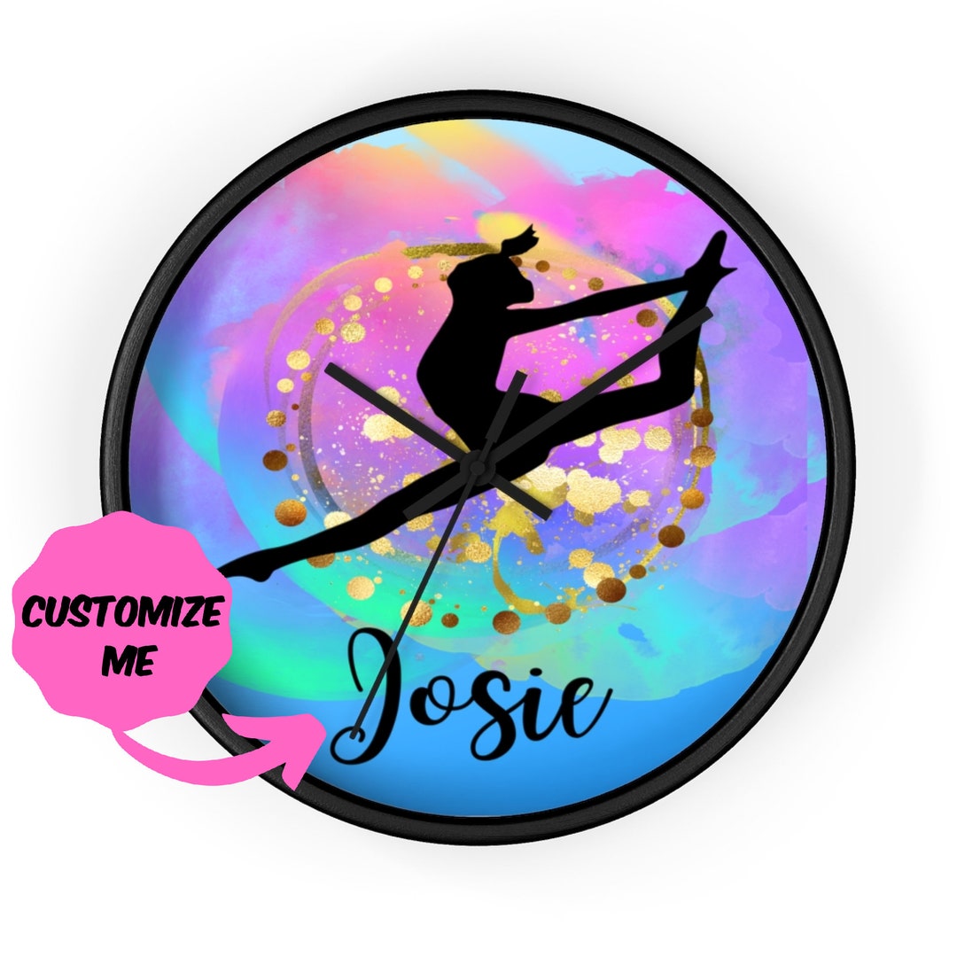 Personalized Wall Clock for Gymnastics - Gymnastics Clock for Girls ...