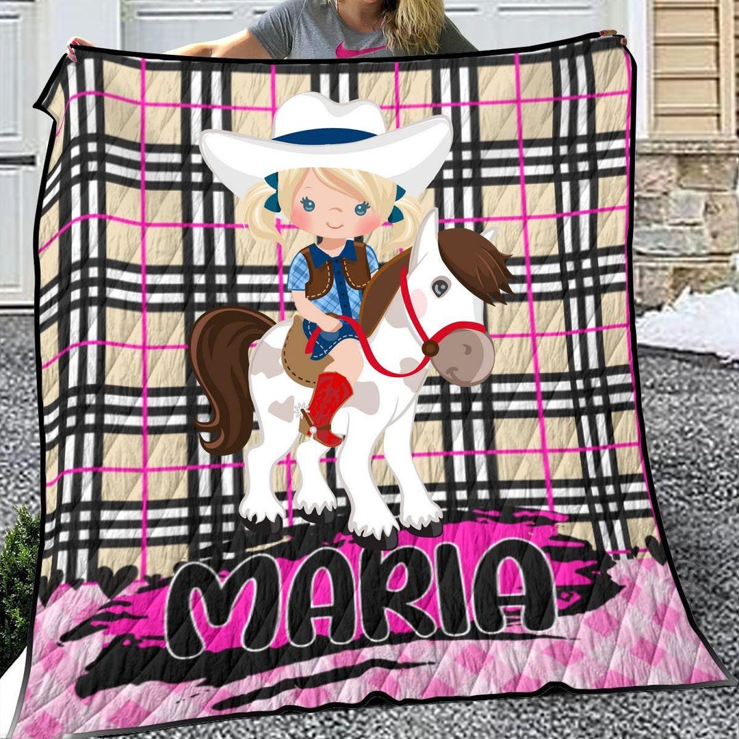 Custom Quilt for Horse Riding Girls With Name, Horse Bedding for ...