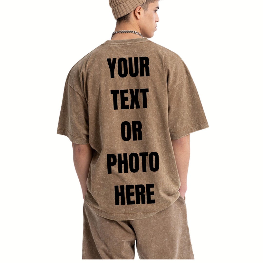 Men's Custom Printed Oversized Shirt, Personalized Text Tshirt in Acid ...