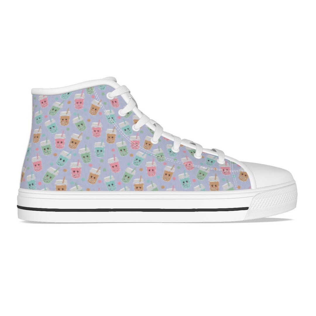 Kid's Boba Tea High Top Sneakers, High Top Shoes for Kids With Bubble ...