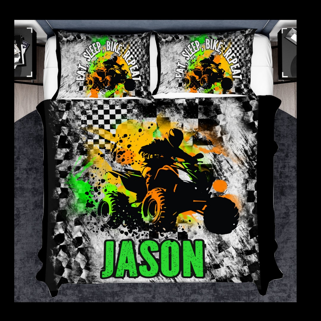 Custom Motorsports Bedding Set for Boys, Personalized Duvet and Pillow ...