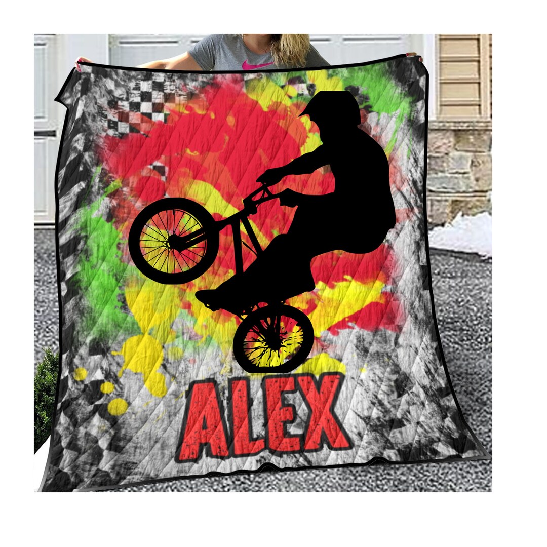 Custom Boys BMX Quilt Cover and Pillow Set, Personalise BMX Bedding ...