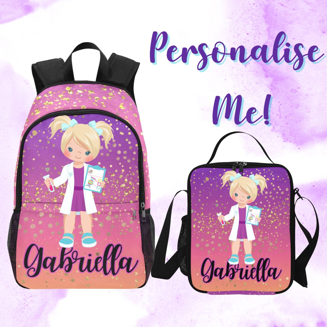 Personalized Backpack for Science Girls, Cute Scientist School Bag and ...