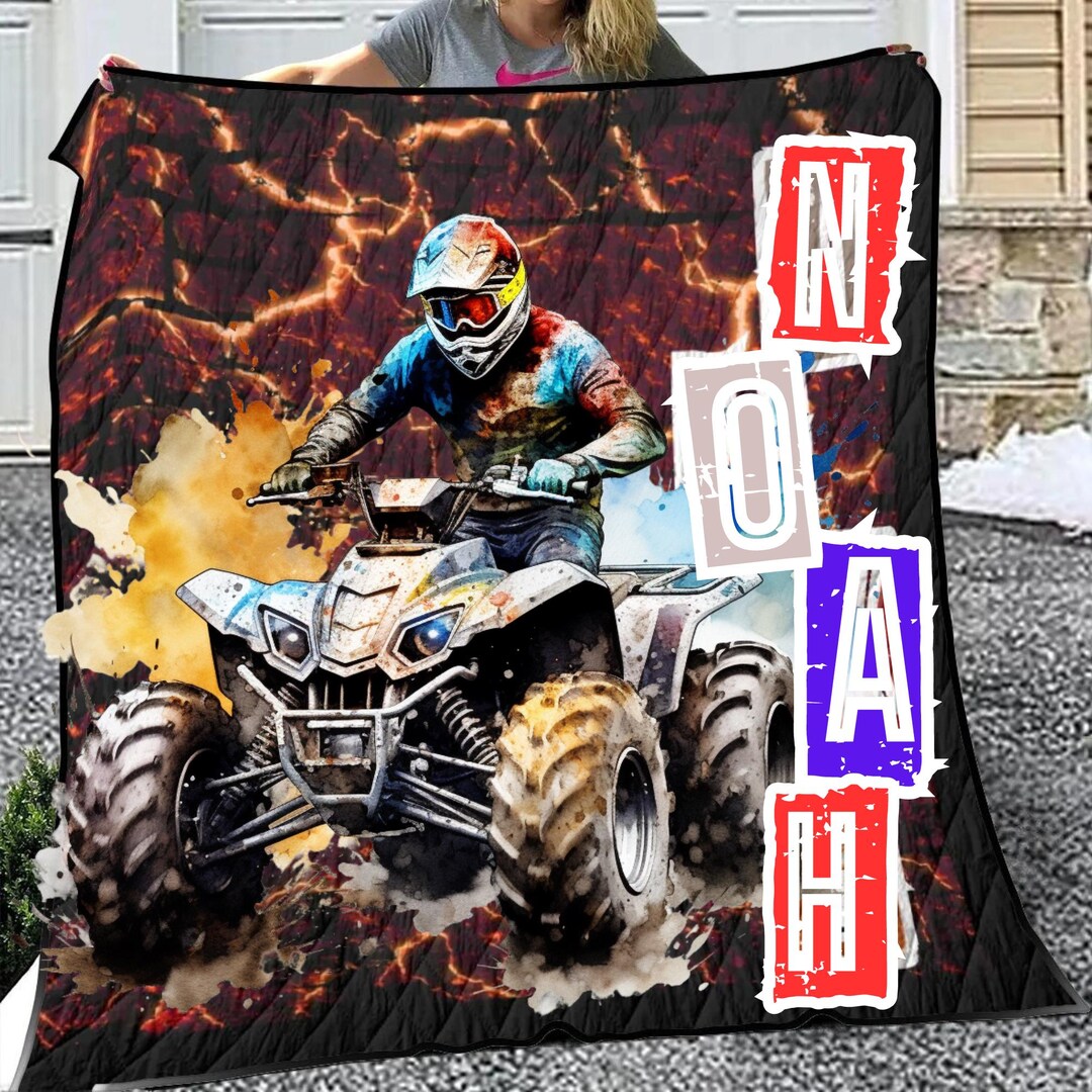 ATV Quilts for Boys With Name On, Customized Quilts for Quad Biker Boys ...