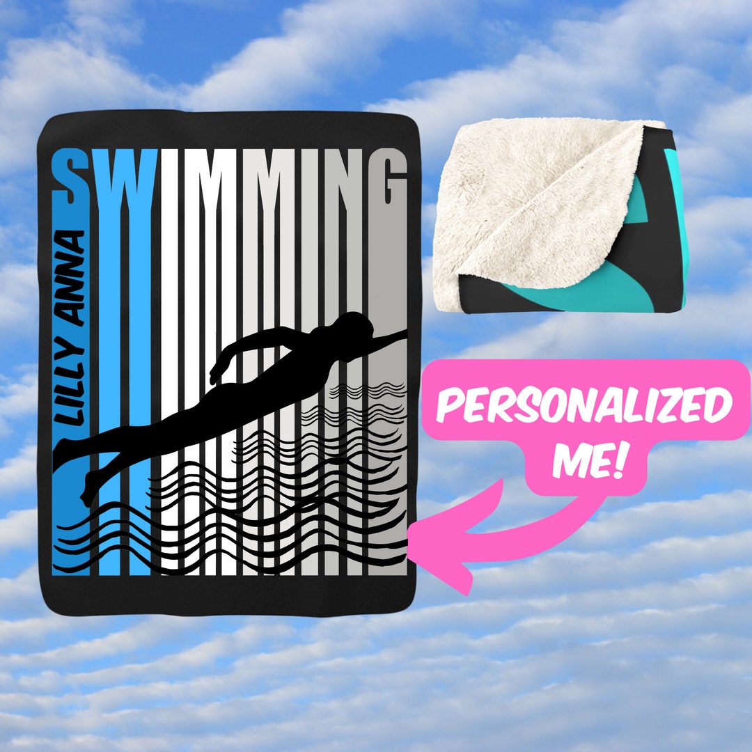 Girls Personalized Swimming Blankets, Womens Custom Swim Throw for Bed ...