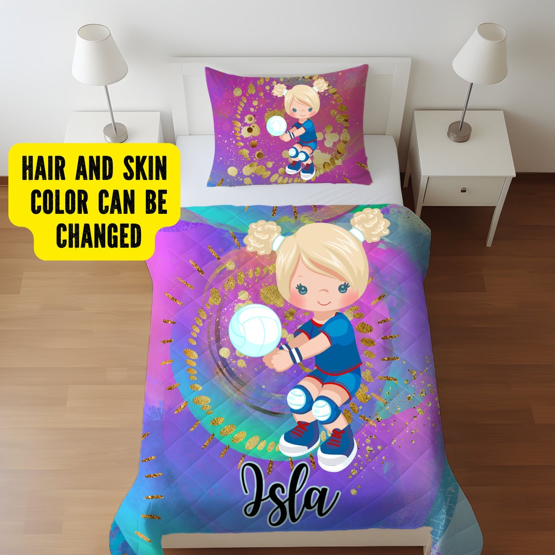 Custom Girls Volleyball Quilt Cover and Pillow Set - Etsy