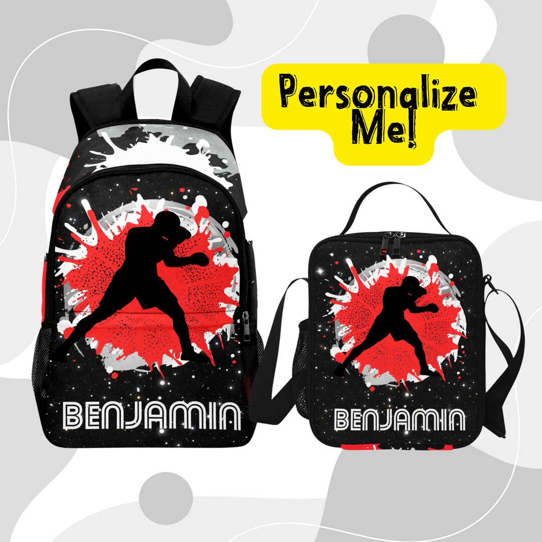 Boys Backpack for Boxing Kids, Personalized Boxer Backpack and Lunchbox ...