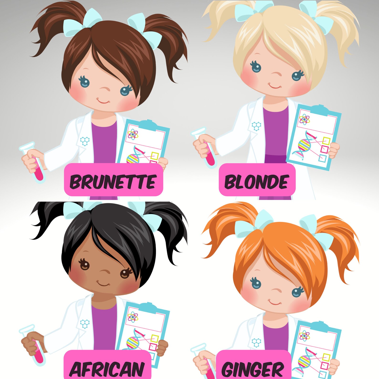 Personalized Backpack for Science Girls, Cute Scientist School Bag and ...