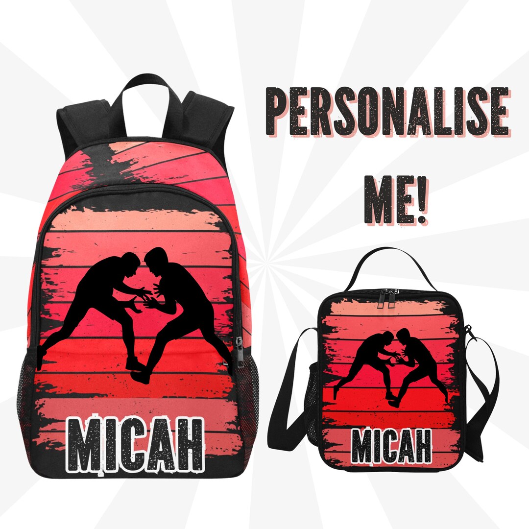 Boys Wrestling Backpack Personalized With Name, Customized School Bag ...