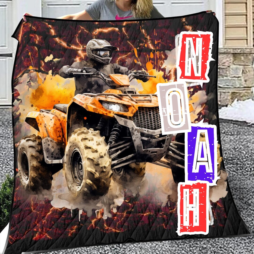 Custom ATV Bedding Sets for Kids, Custom ATV Quilts With Names On, Boys ...