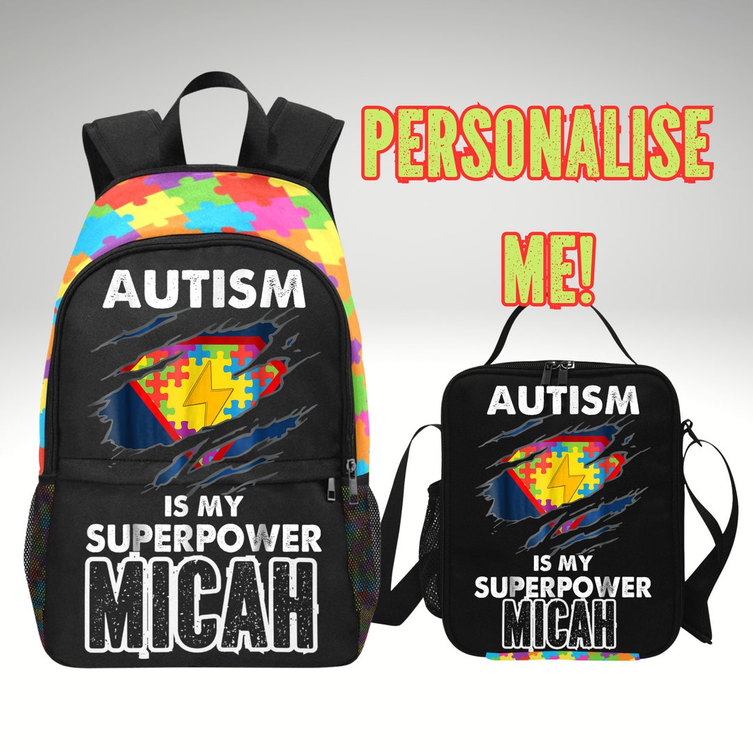 Autism is My Super Power Backpack Super Hero Backpack for Autistic Kids ...