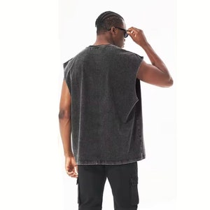 Oversized Men's Acid Wash Tank Tops, Distressed Tank Tops for Men ...