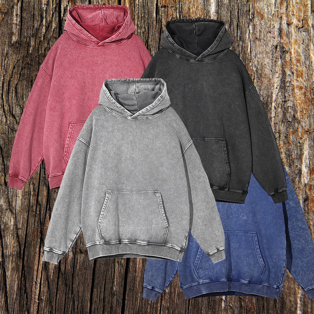 Oversized Hoodies in Stone Wash Style, Distressed Oversize Hoodie for Men, Unisex Hoodies in ...