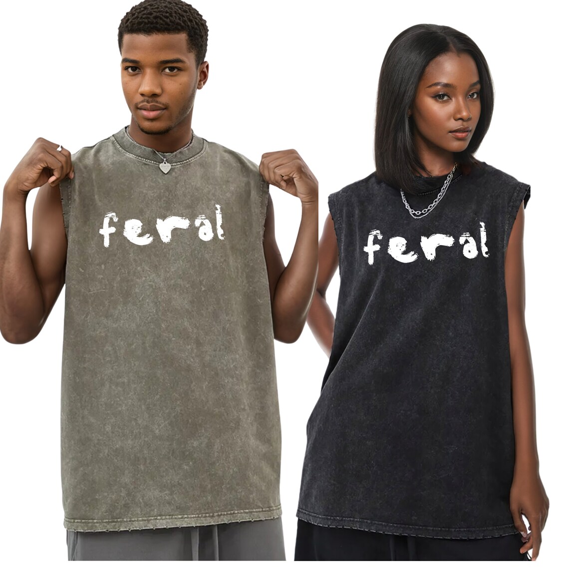 Oversized Feral Tank Top for Men, Distressed Men's Tank Top, Feral ...