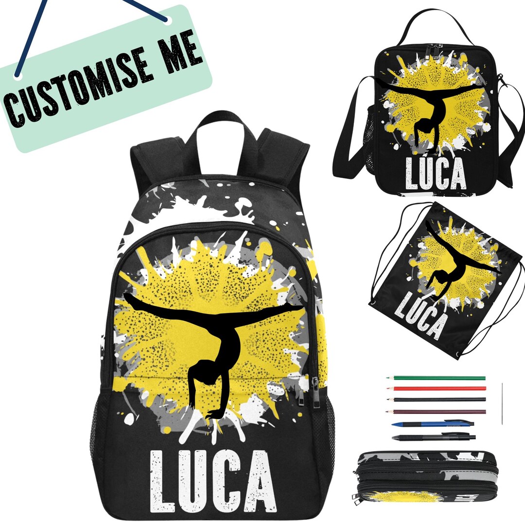 Girls Rainbow Gymnastics Backpack & Matching Lunchbag Custom Handstand ...