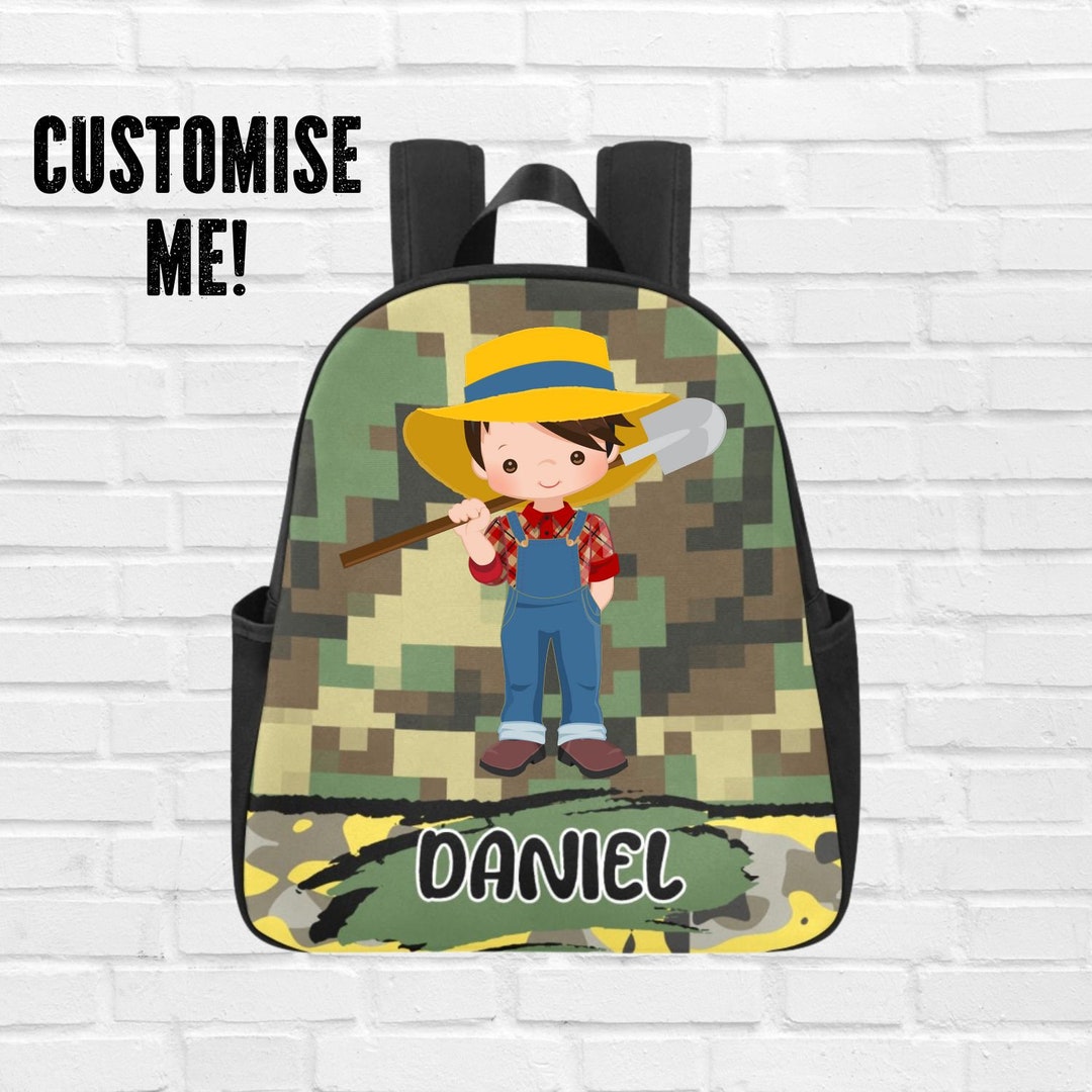 Farmer Backpack for Boys With Name, Customized Farming Backpack for ...