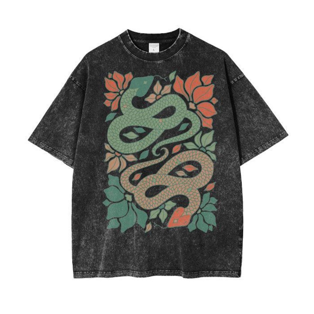Oversized Snake Shirt, Cottagecore Tshirts With Snakes On, Dark ...