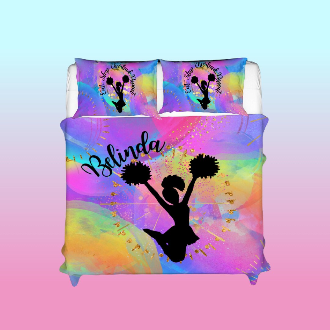 Personalized Cheerleading Duvet Cover , Custom Bed Set for Cheerleader ...