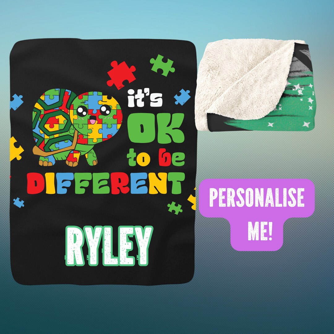 It's Ok to Be Different Turtle Autism Blanket Personalized Autism ...